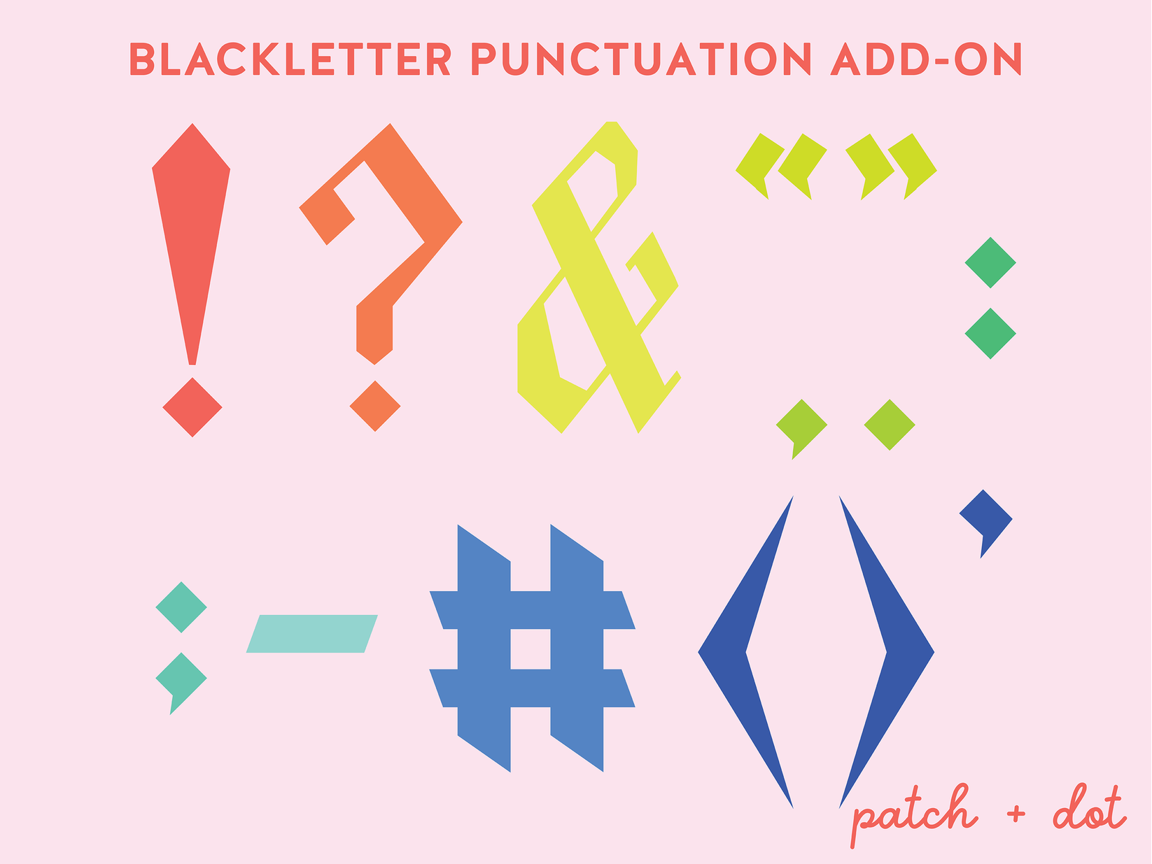 Blackletter Punctuation FPP Quilt Block Pattern - PDF – patch and dot
