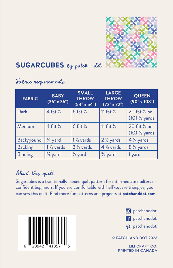 Sugarcubes Quilt Pattern - PDF – patch and dot